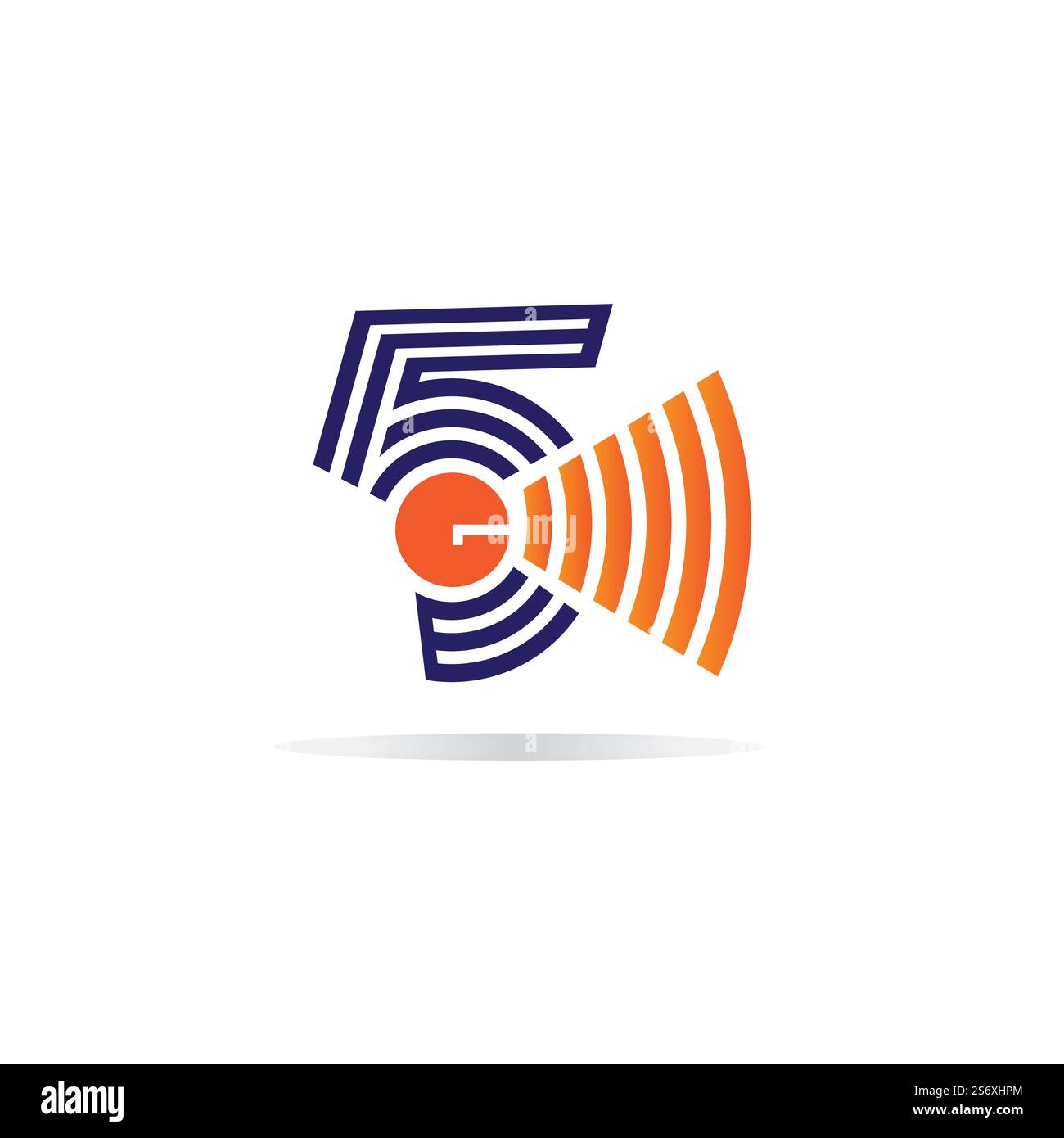 5G network logo. Logo network 5G connection. Number 5 and G letter ...