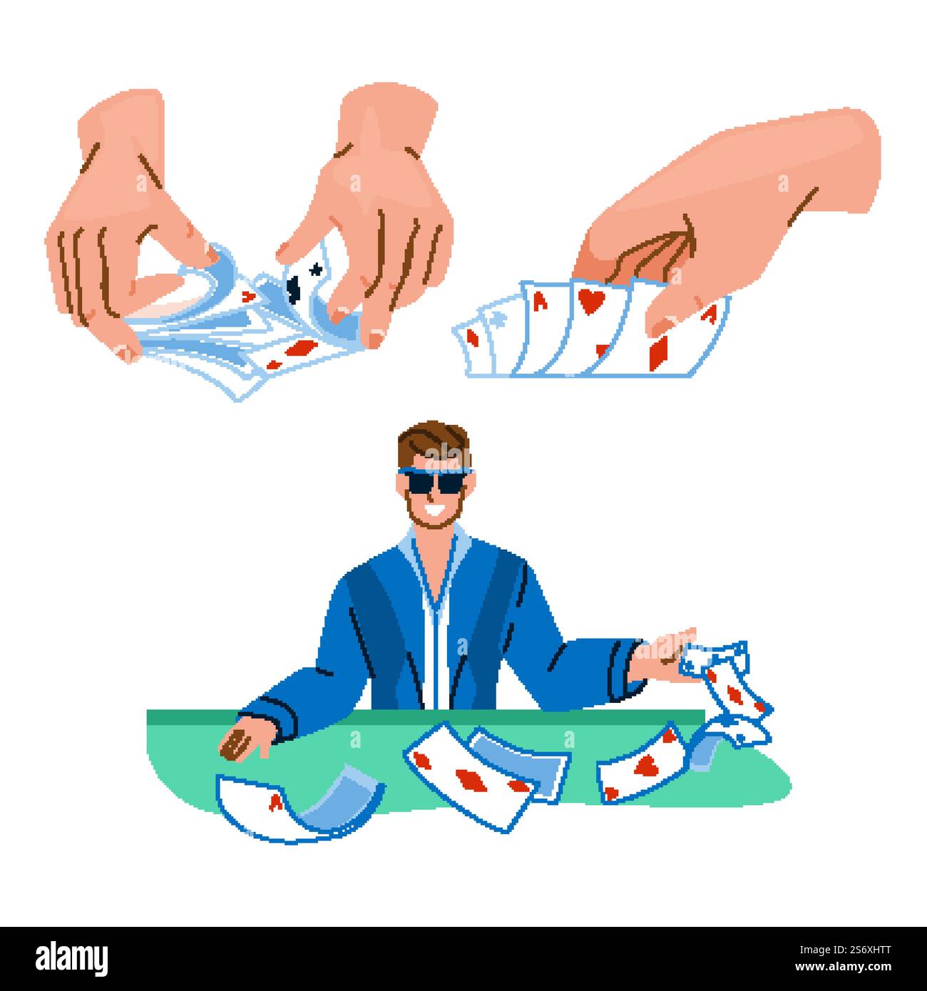 Cartoon illustration man playing cards hi-res stock photography and ...