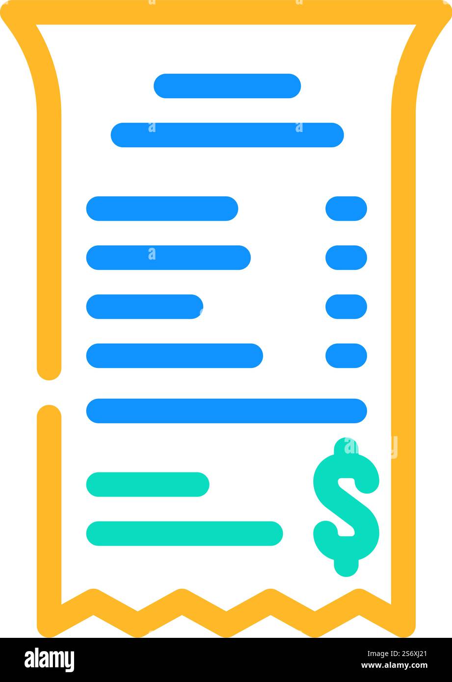 bill receipt color icon vector. bill receipt sign. isolated symbol ...