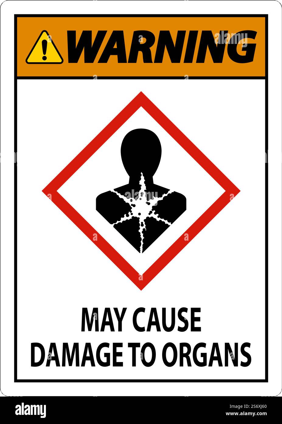 Warning May Cause Damage To Organs GHS Sign On White Background Stock ...