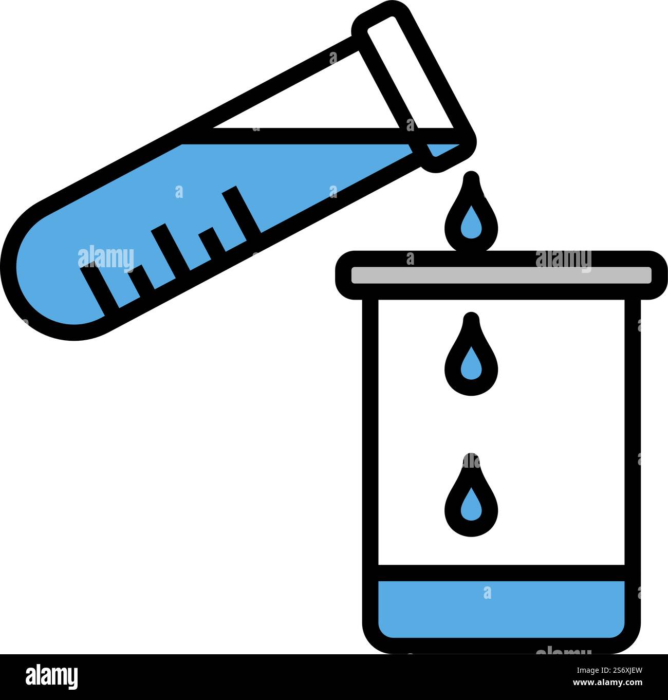 Icon Of Chemistry Beaker Pour Liquid In Flask. Editable Bold Outline ...