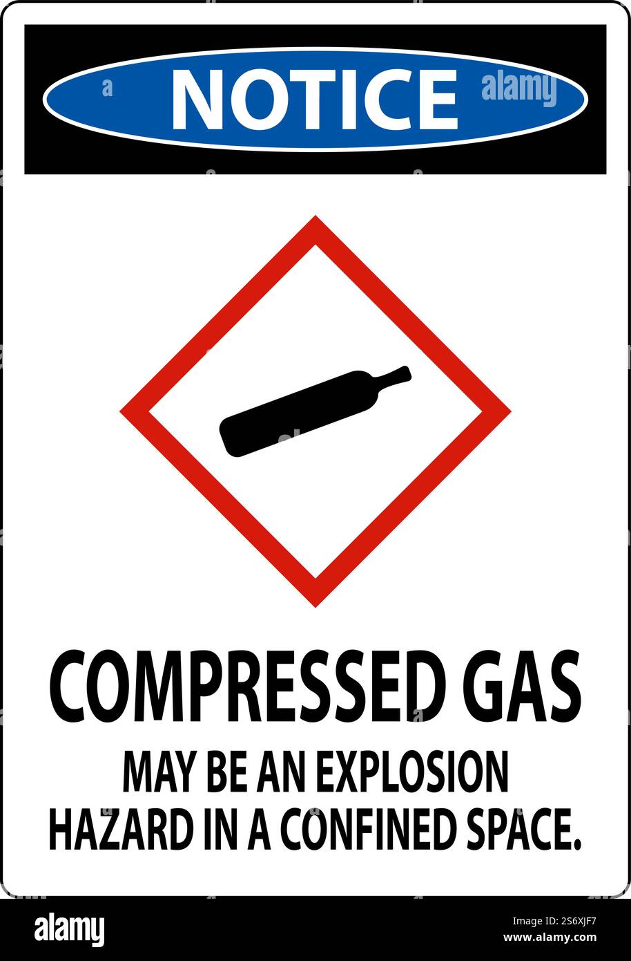 Notice Compressed Gas GHS Sign On White Background Stock Vector Image ...