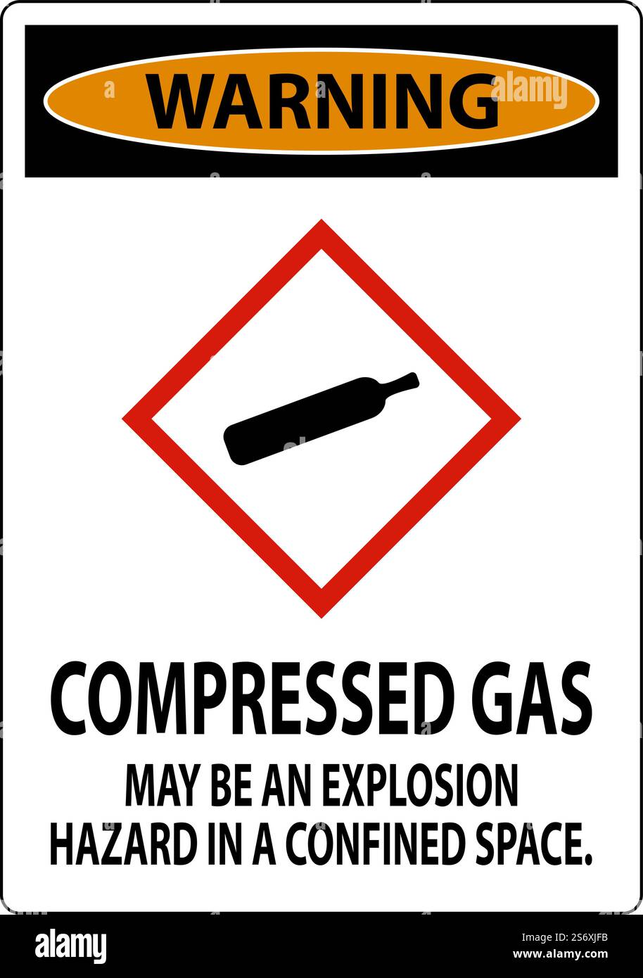 Warning Compressed Gas GHS Sign On White Background Stock Vector Image ...