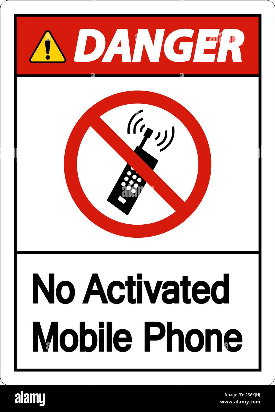 Danger No Activated Mobile Phone Sign On White Background Stock Vector ...