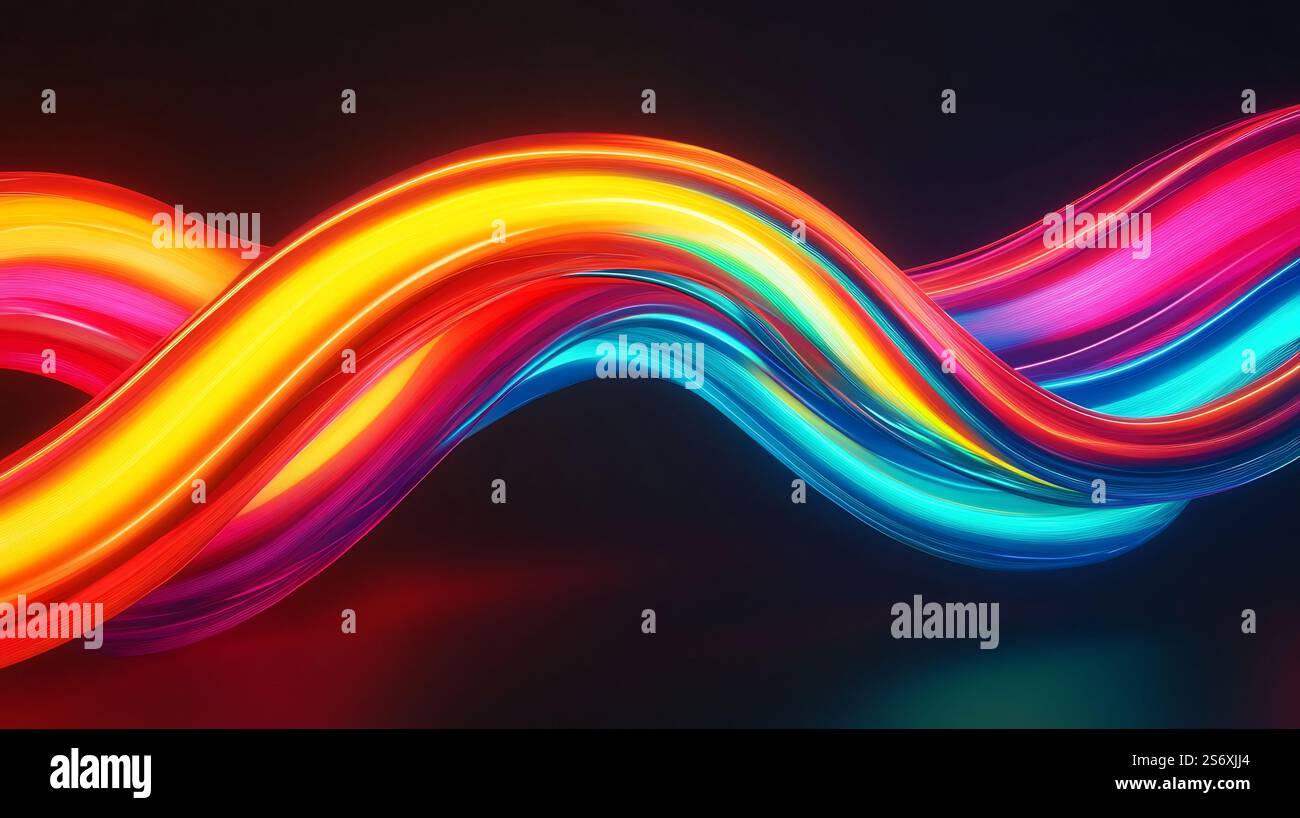 Abstract flowing lines in vibrant neon colors with a futuristic feel ...