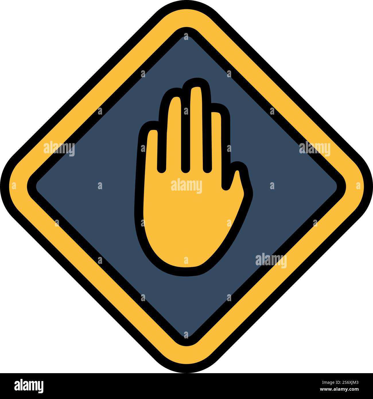 Icon Of Warning Hand. Editable Bold Outline With Color Fill Design ...
