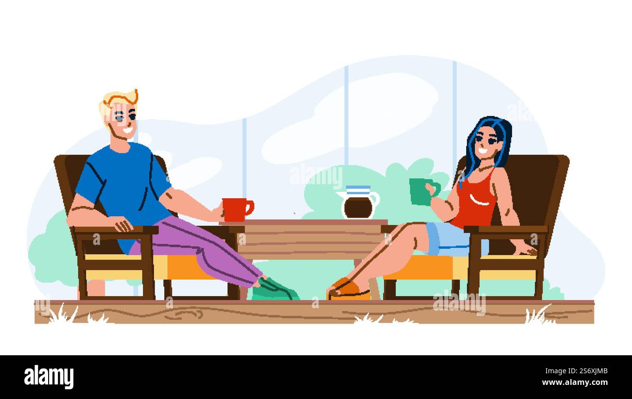 terrace home vector. garden patio, summer house outside furniture ...