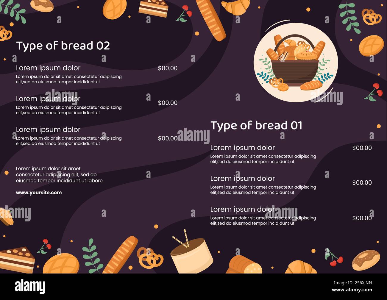 Bakery Shop Social Media Brochure Template Flat Cartoon Background ...