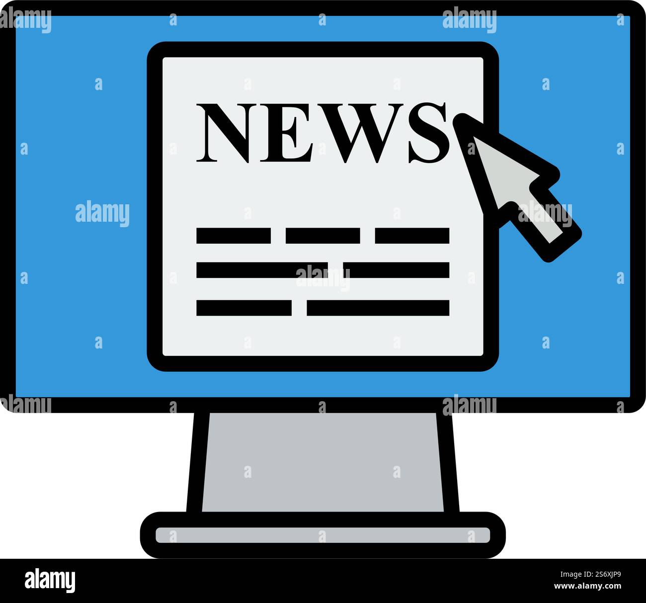 Monitor With News Icon. Editable Bold Outline With Color Fill Design ...