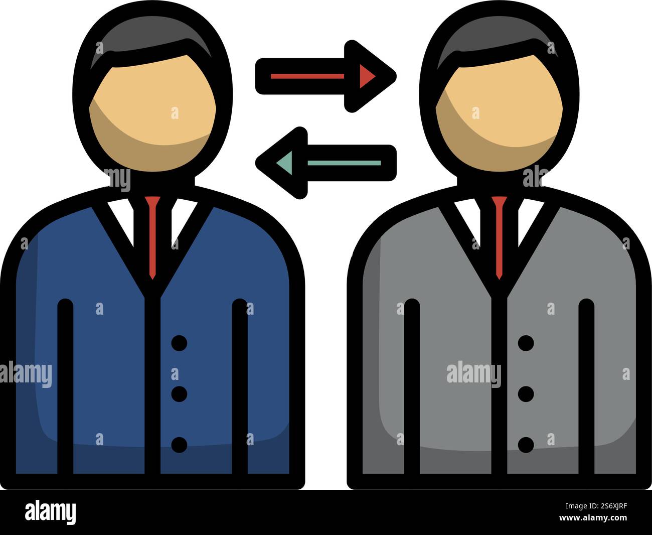 Corporate Interaction Icon. Editable Bold Outline With Color Fill ...