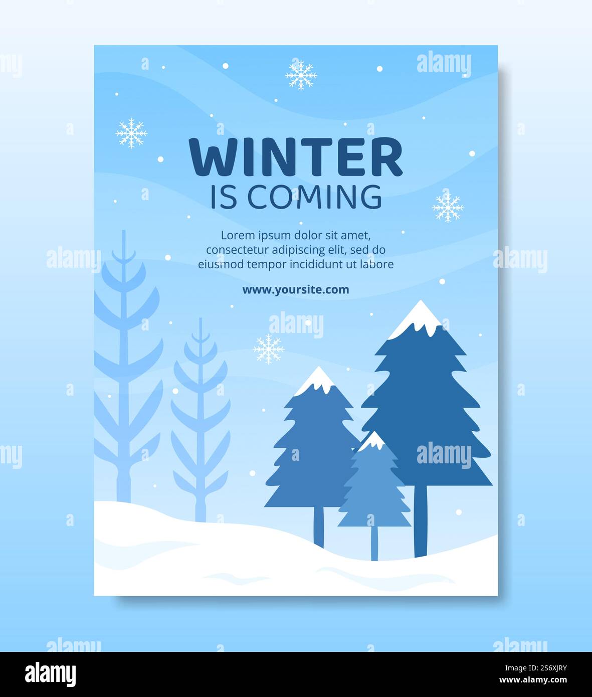 Hello Winter Social Media Poster Template Flat Cartoon Background ...