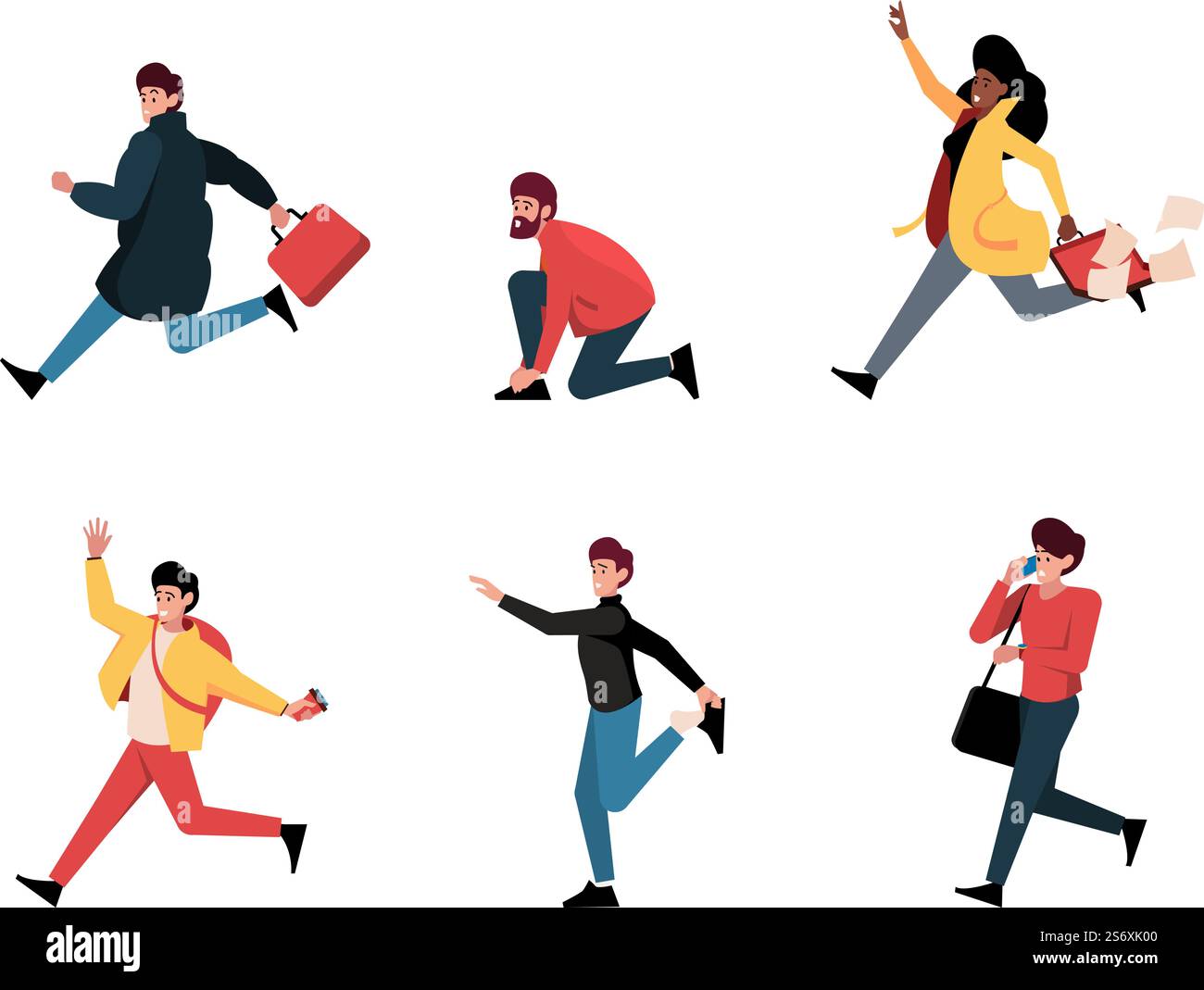 Late people. Business characters running person rush to office speed ...