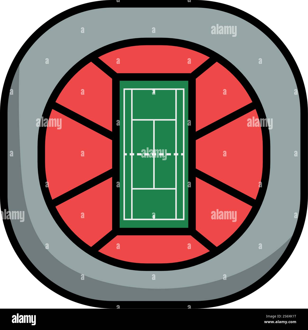 Tennis Stadium Aerial View Icon. Editable Bold Outline With Color Fill ...