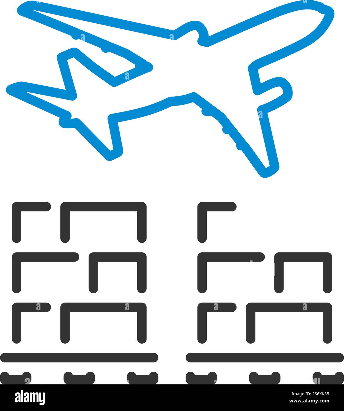 Boxes On Pallet Under Airplane. Editable Bold Outline With Color Fill ...