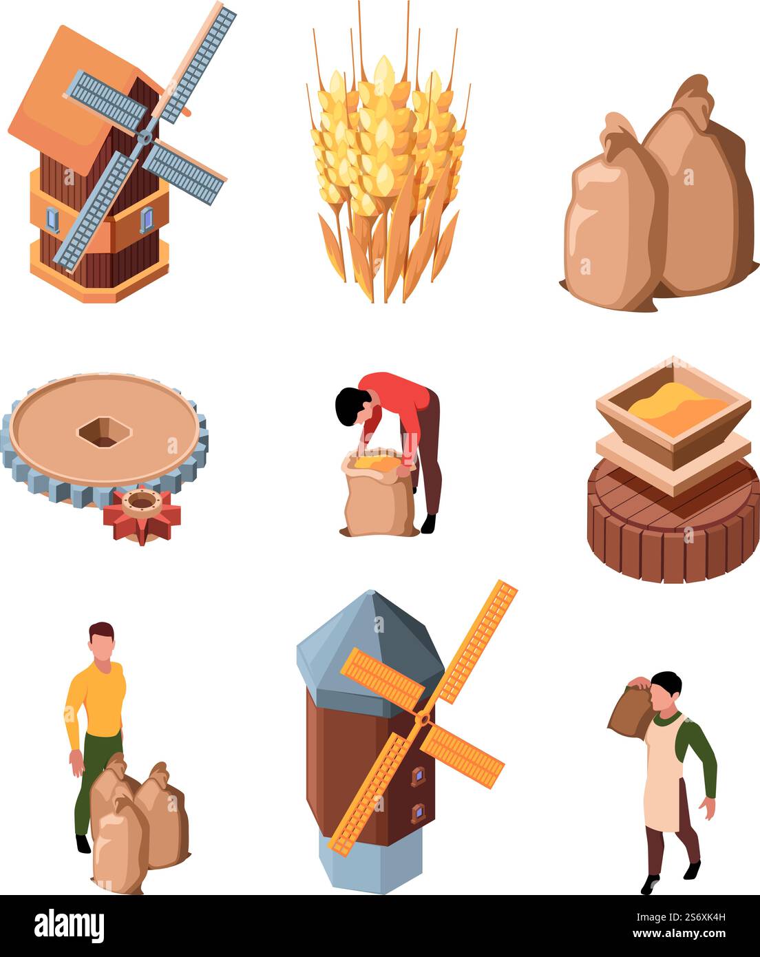 Milling production. Farm industry making mill from rural grains and ...