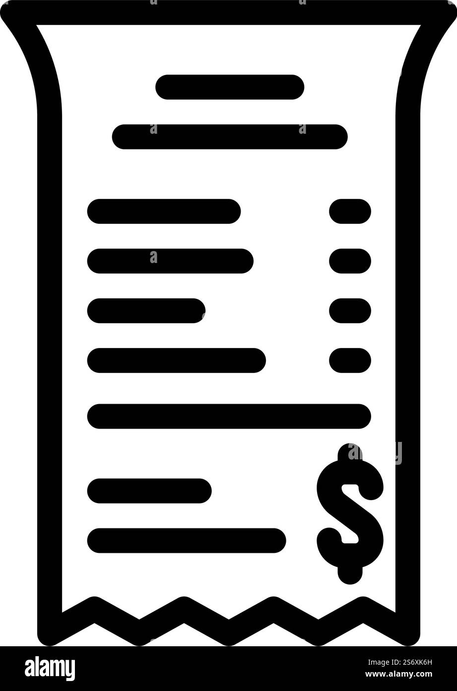 bill receipt line icon vector. bill receipt sign. isolated contour ...