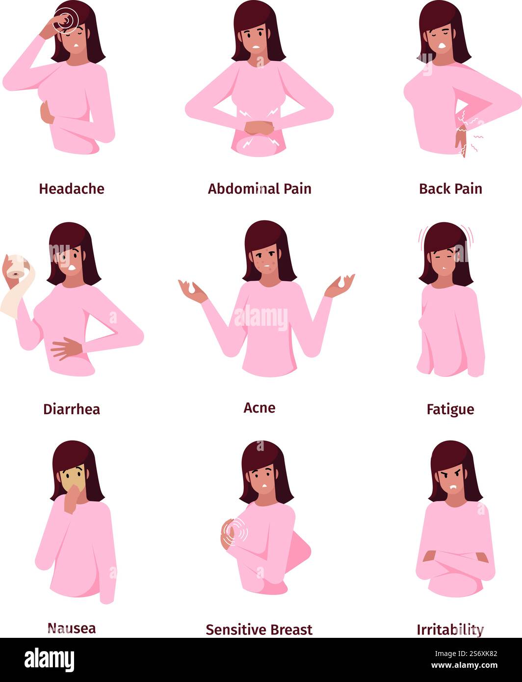Premenstrual cycles. Female menstrual periods syndrome visualization ...
