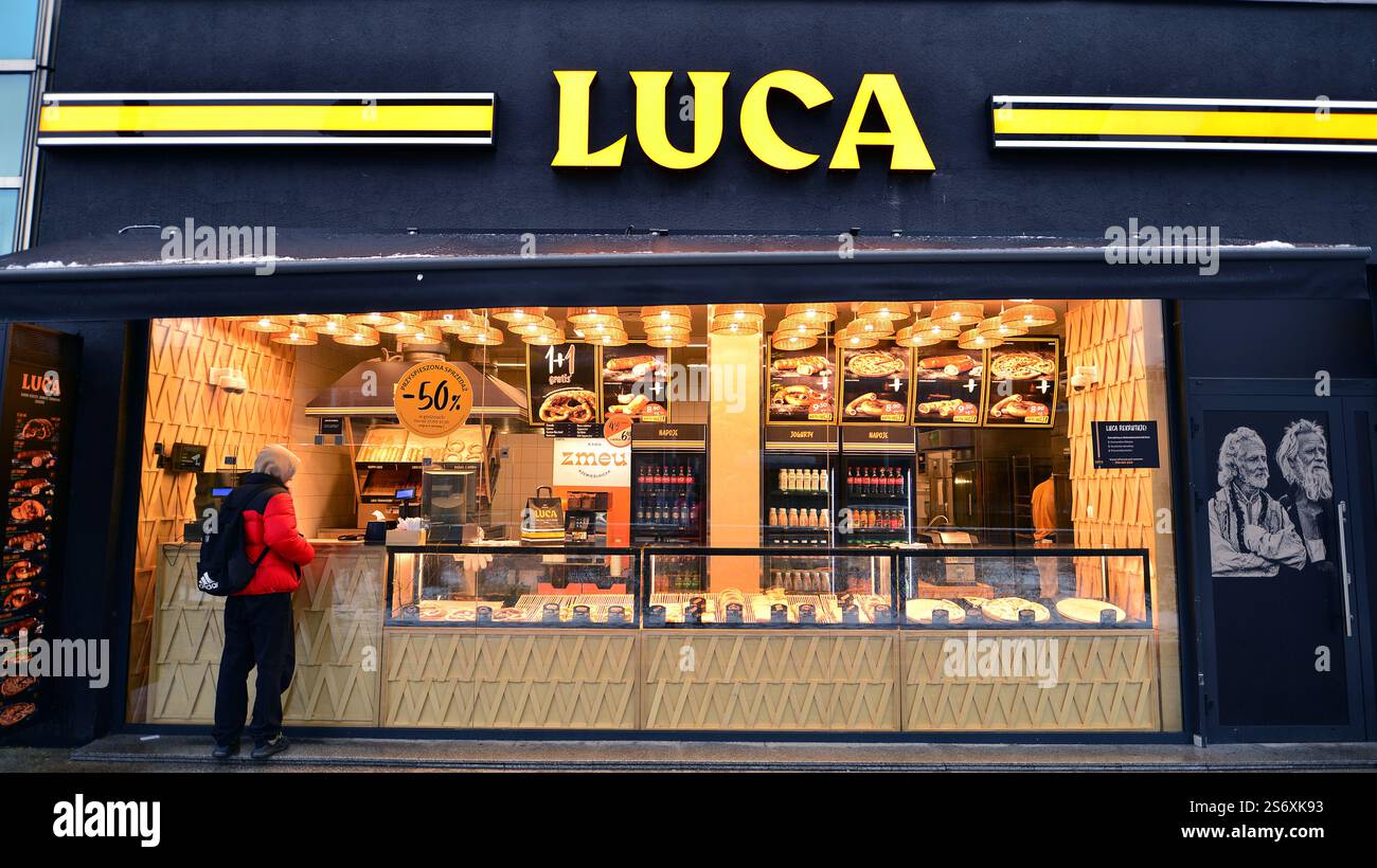 Warsaw, Poland. 12 January 2025. Urban landscape. Company signboard ...