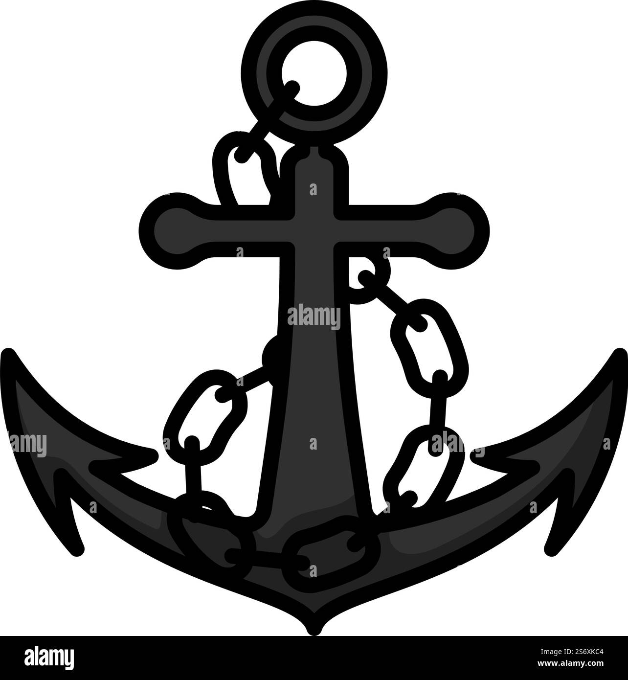 Icon Of Sea Anchor. Editable Bold Outline With Color Fill Design ...