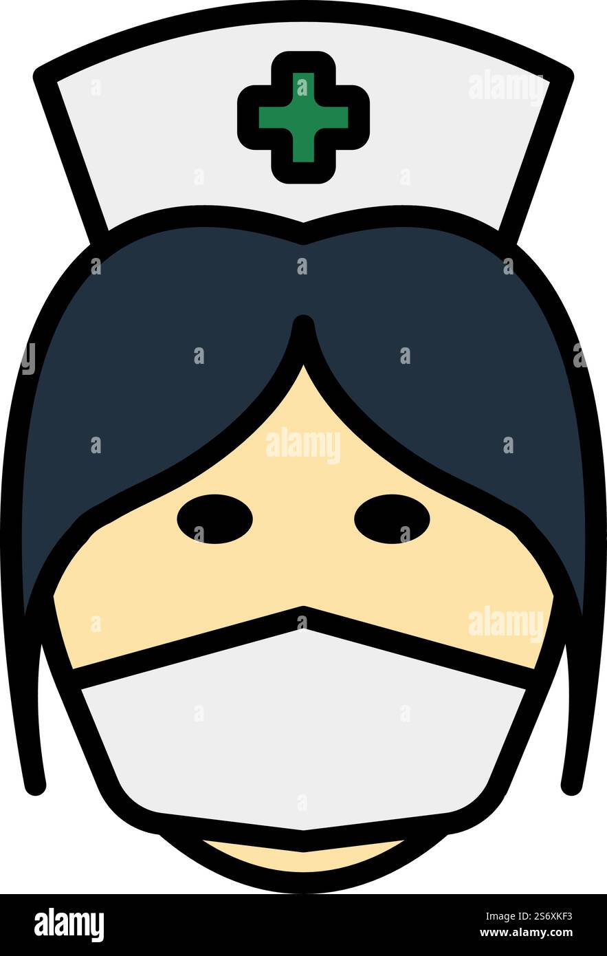 Nurse Head Icon. Editable Bold Outline With Color Fill Design. Vector ...