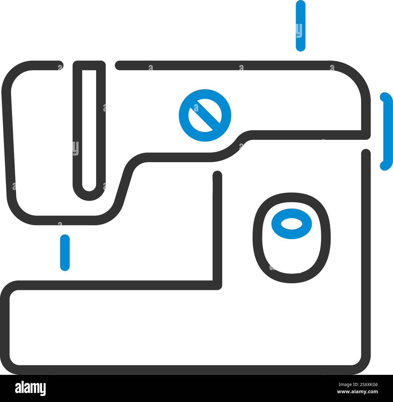 Modern Sewing Machine Icon. Editable Bold Outline With Color Fill ...