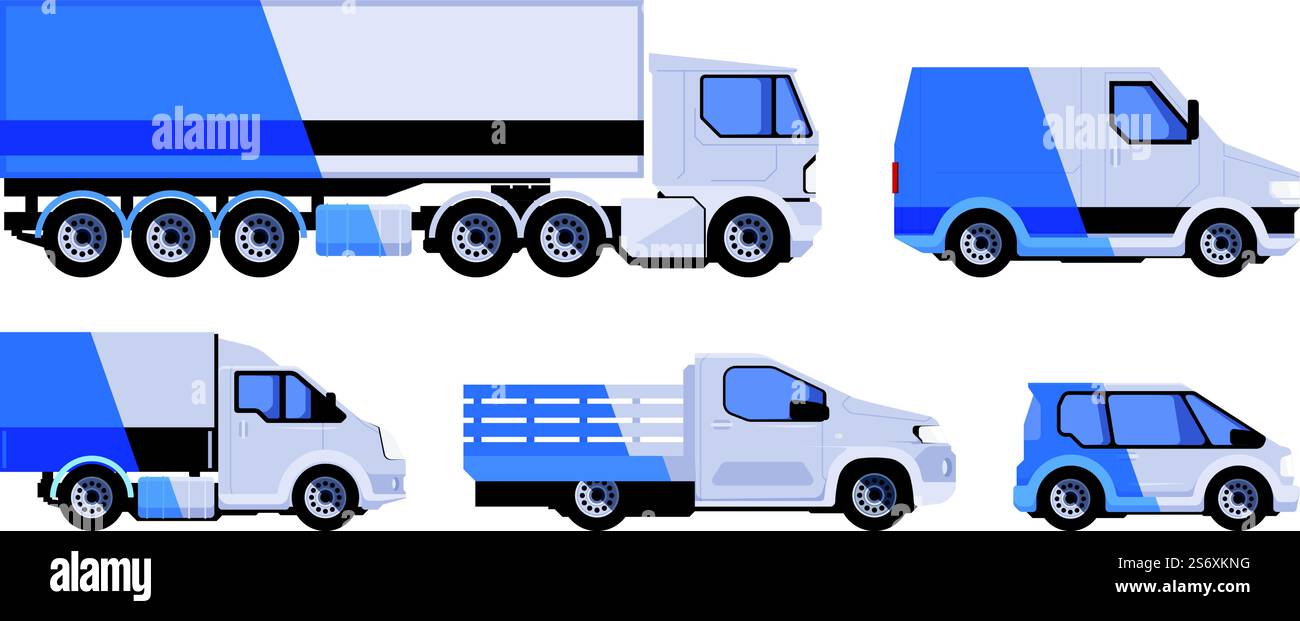 Delivery truck. Urban transport vans for post boxes and mail letters ...