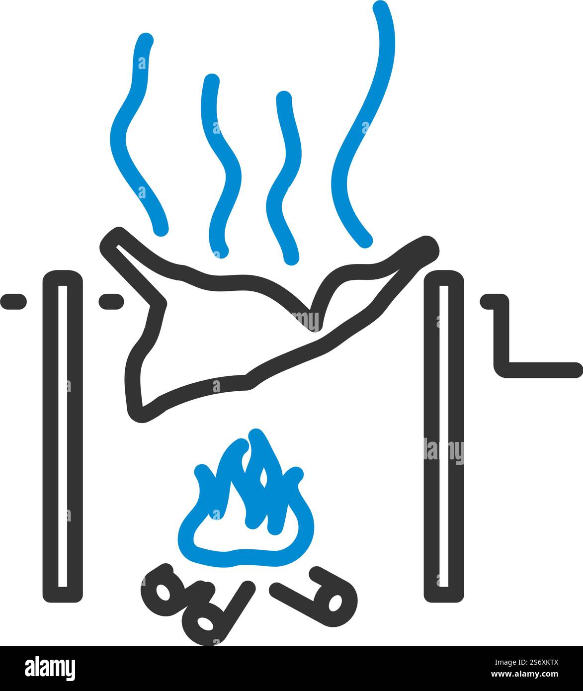 Icon Of Roasting Meat. Editable Bold Outline With Color Fill Design ...