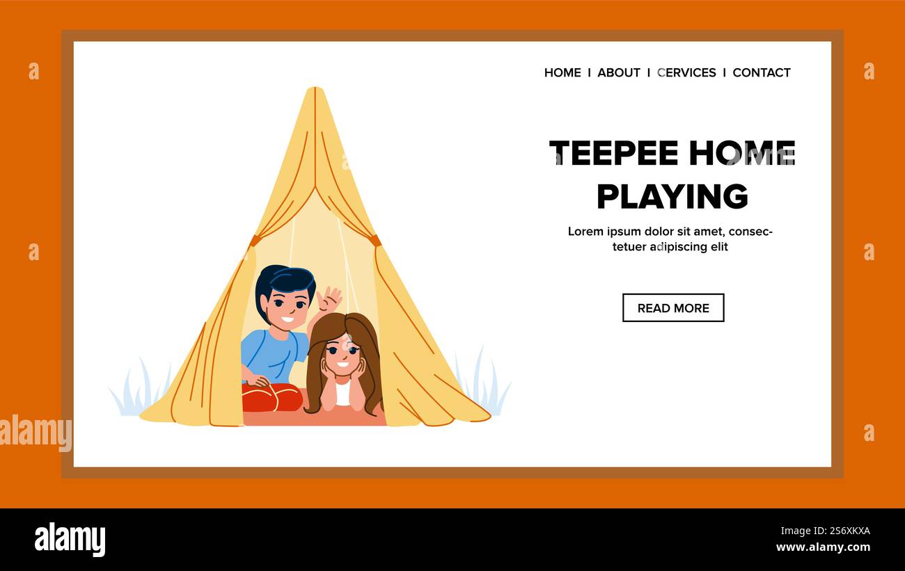 teepee home playing vector. child tent, family play, room night teepee ...