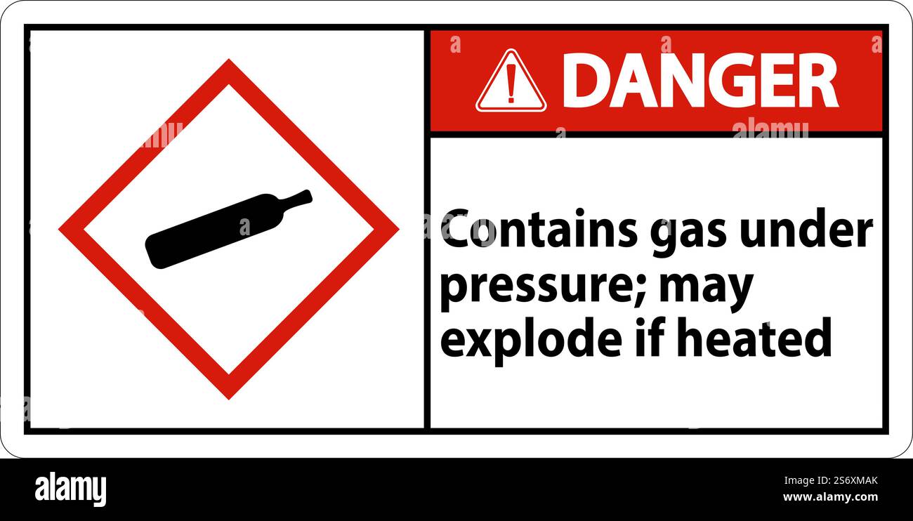 Danger Contains Gas Under Pressure GHS Sign On White Background Stock ...
