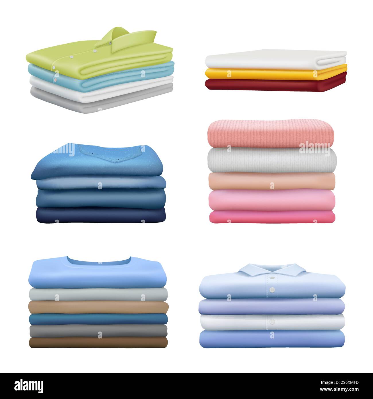 Folded shirts white background Stock Vector Images - Alamy