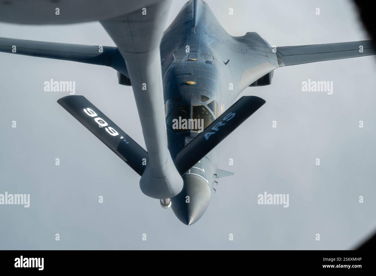 A U.S. Air Force B-1B Lancer assigned to the 34th Bomb Squadron ...