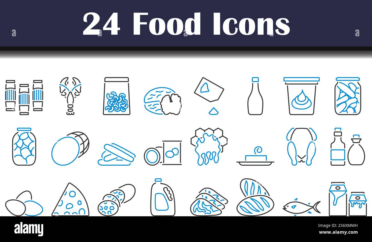 Food Icon Set. Editable Bold Outline With Color Fill Design. Vector ...