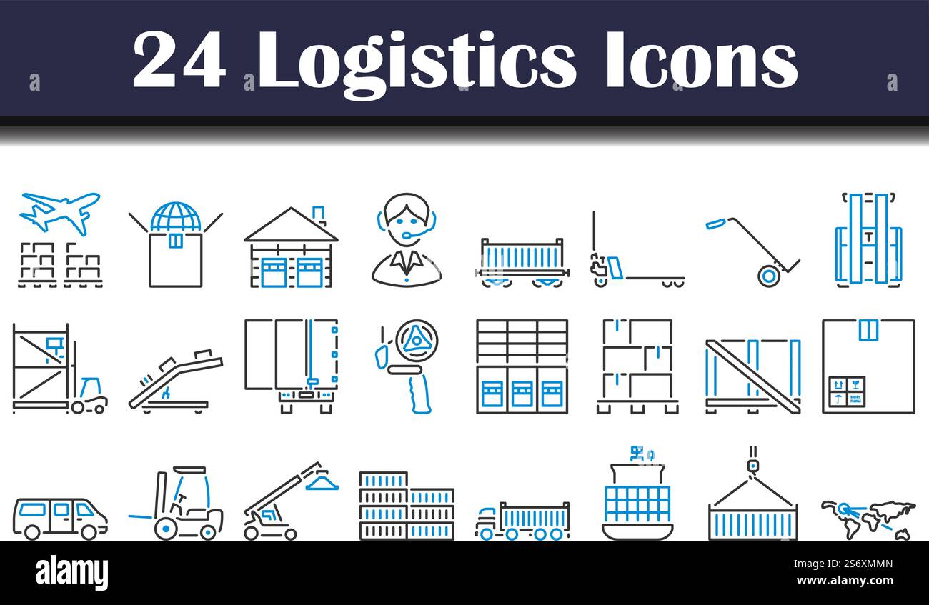 Logistics Icon Set. Editable Bold Outline With Color Fill Design ...