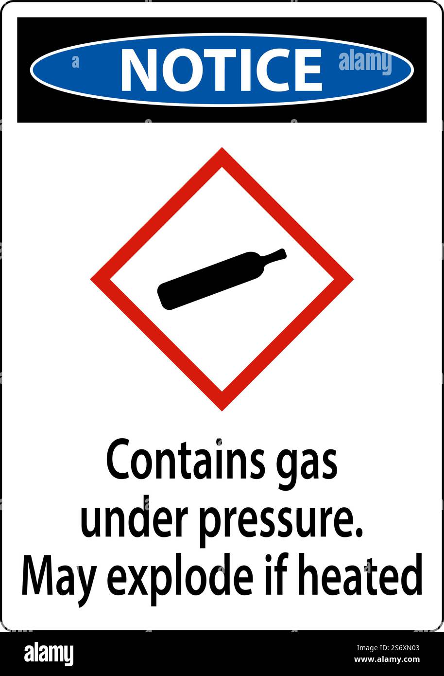 Notice Contains Gas Under Pressure GHS Sign On White Background Stock ...