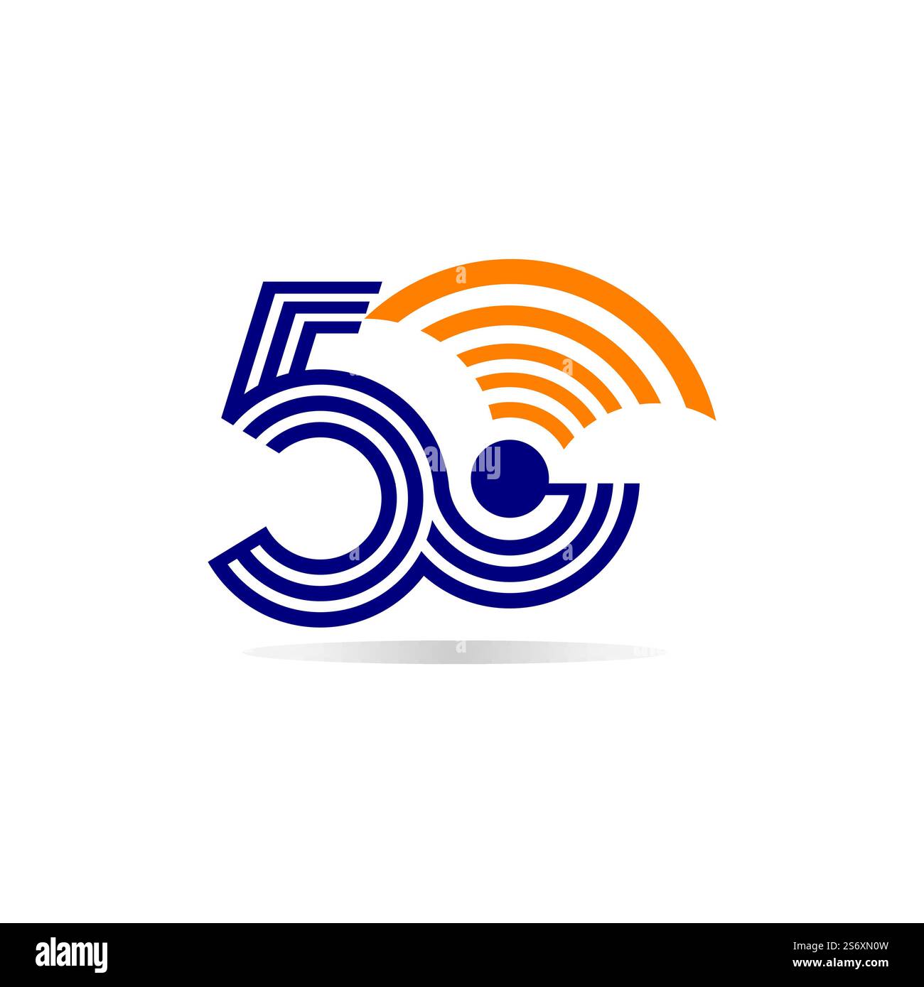 5G network logo. Logo network 5G connection. Number 5 and G letter ...