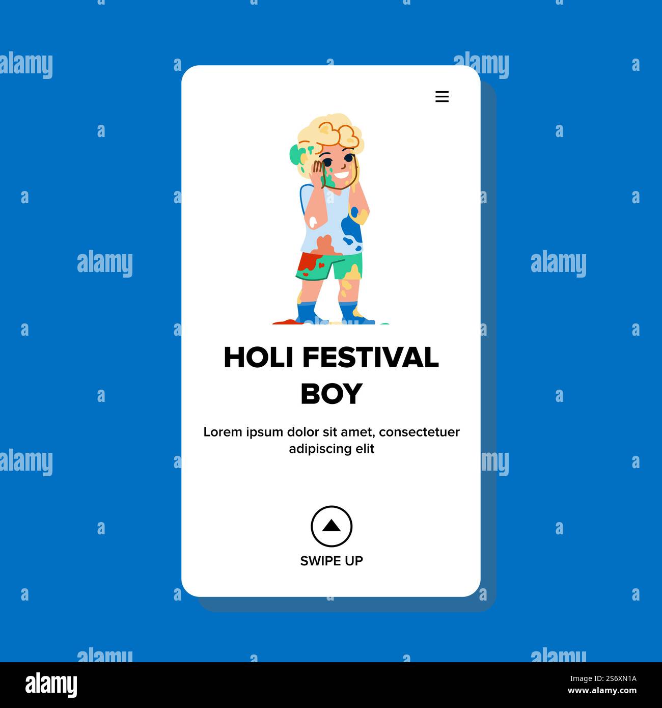 holi festival boy vector. powder fun, indian celebration, young kid ...