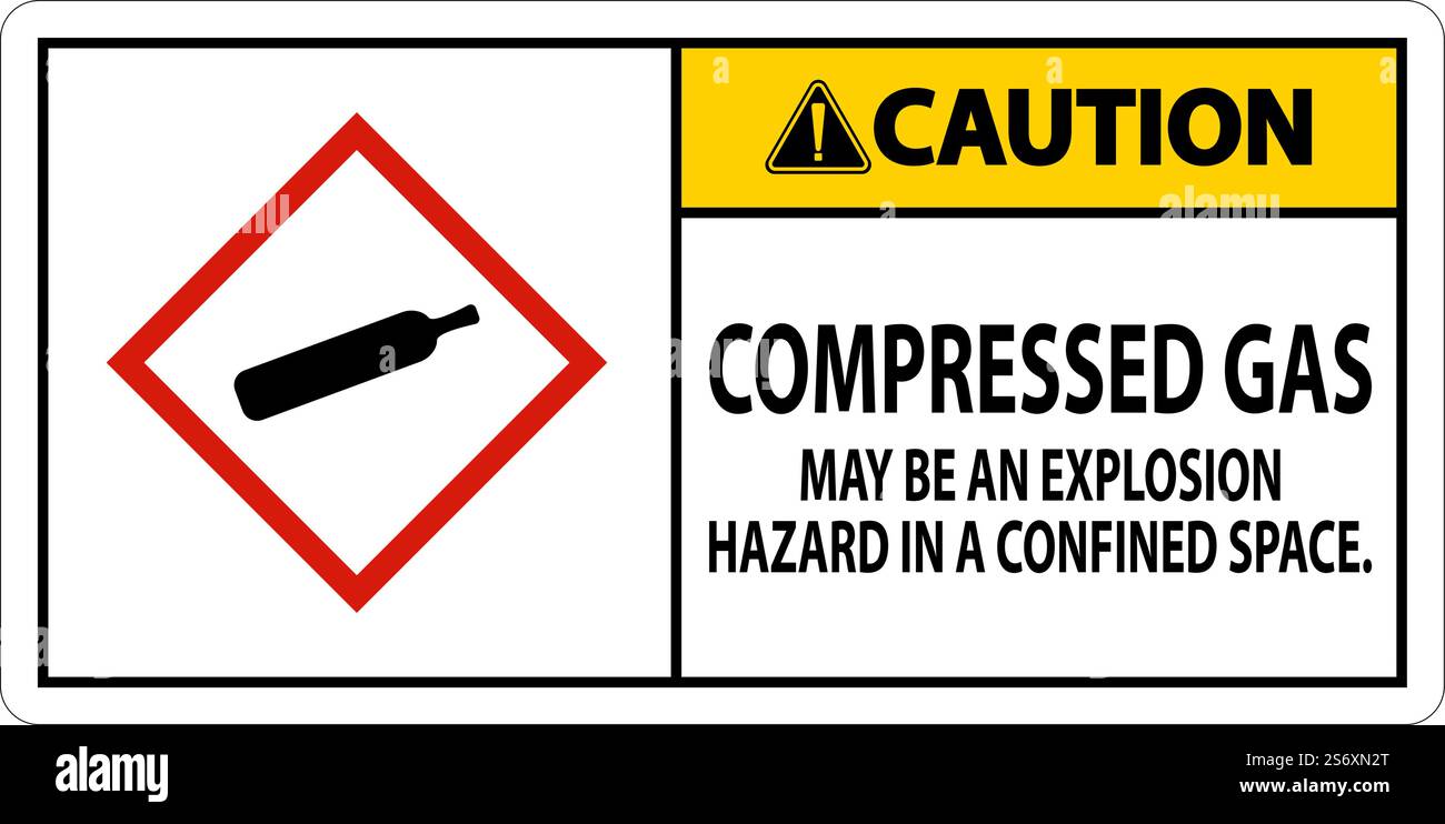 Caution Compressed Gas GHS Sign On White Background Stock Vector Image ...