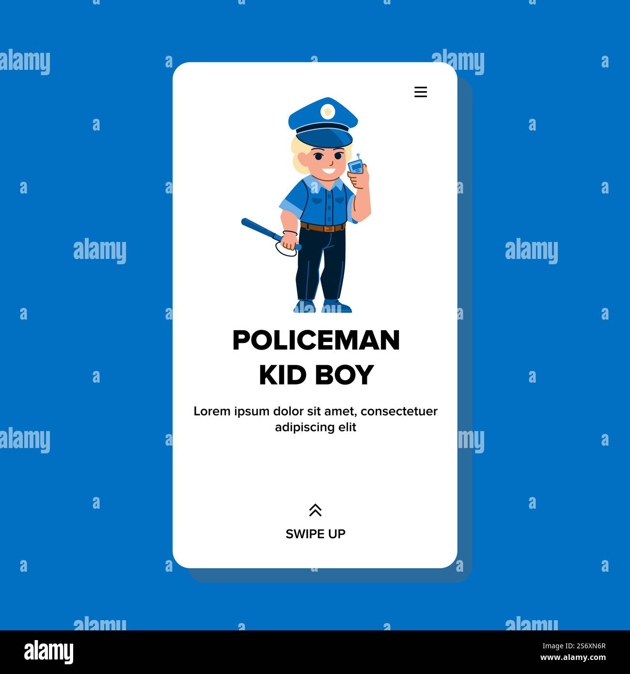 policeman kid boy vector. kid cop, officer uniform, little man costume ...