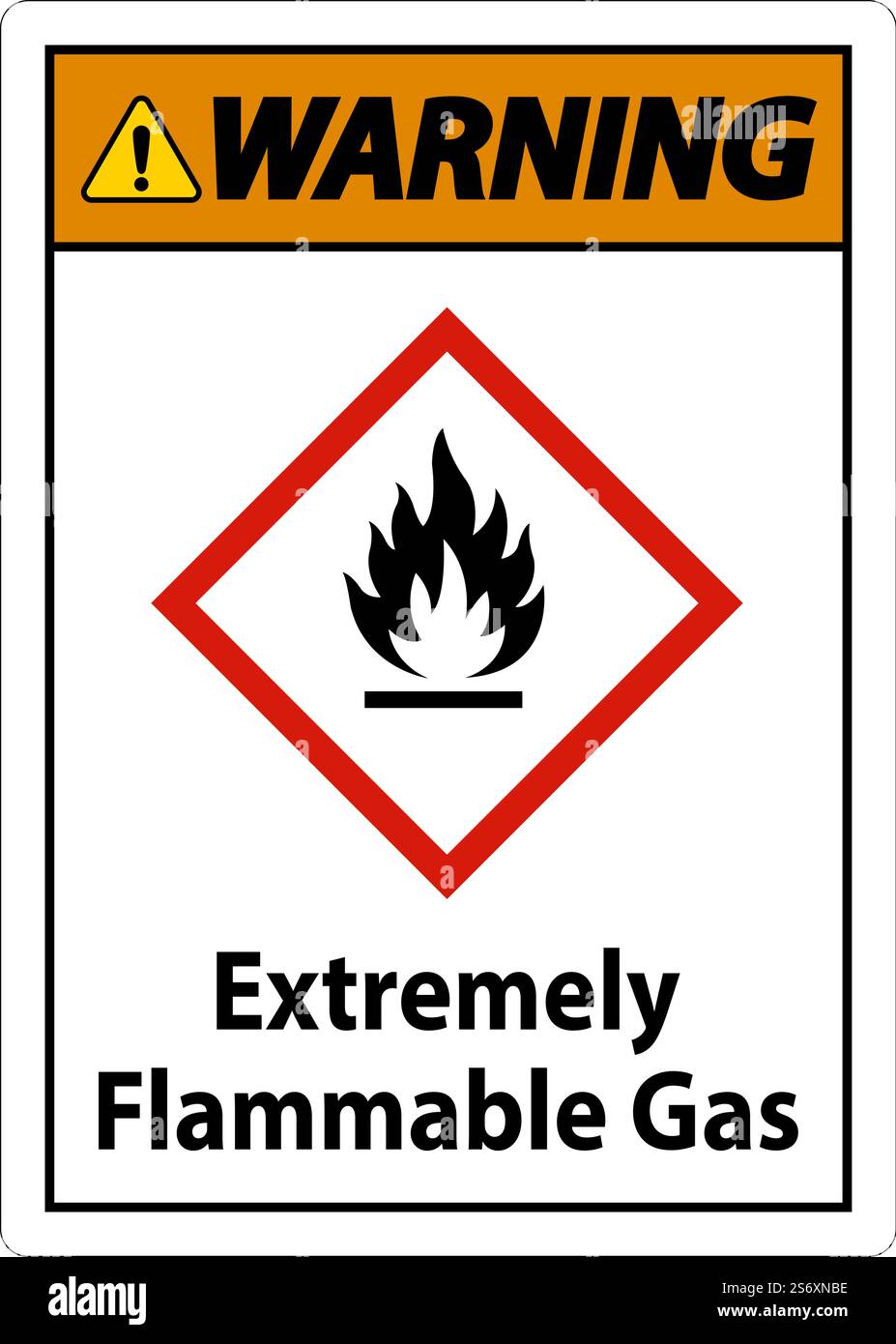 Warning Extremely Flammable Gas GHS Sign On White Background Stock ...