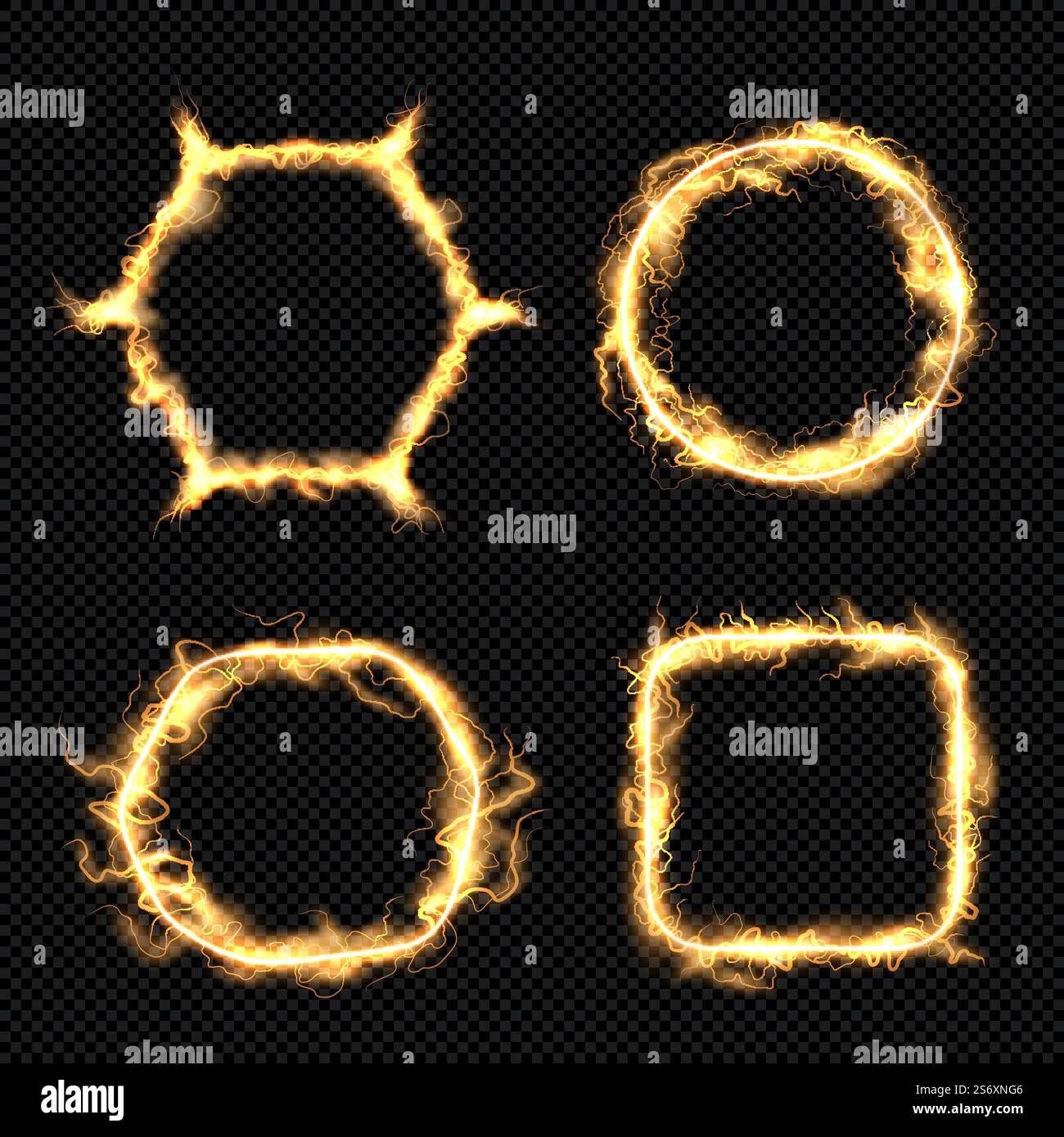Electric circles. Geometric shapes with glowing futuristic effect ...