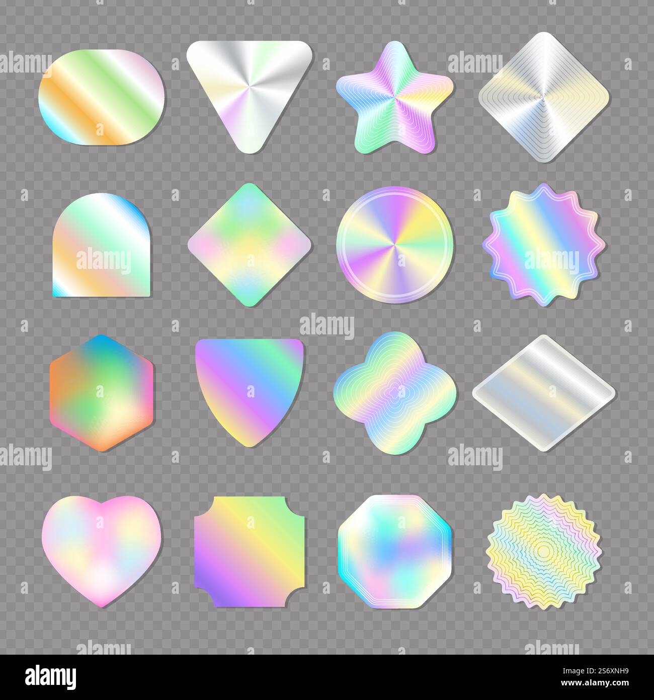 Holographic stickers. Retro shiny gradients stickers ads emblems and ...