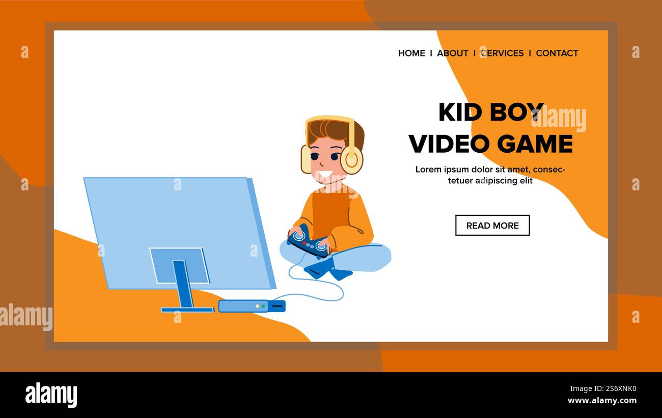 kid boy video game vector. child play, computer young console, gamer ...