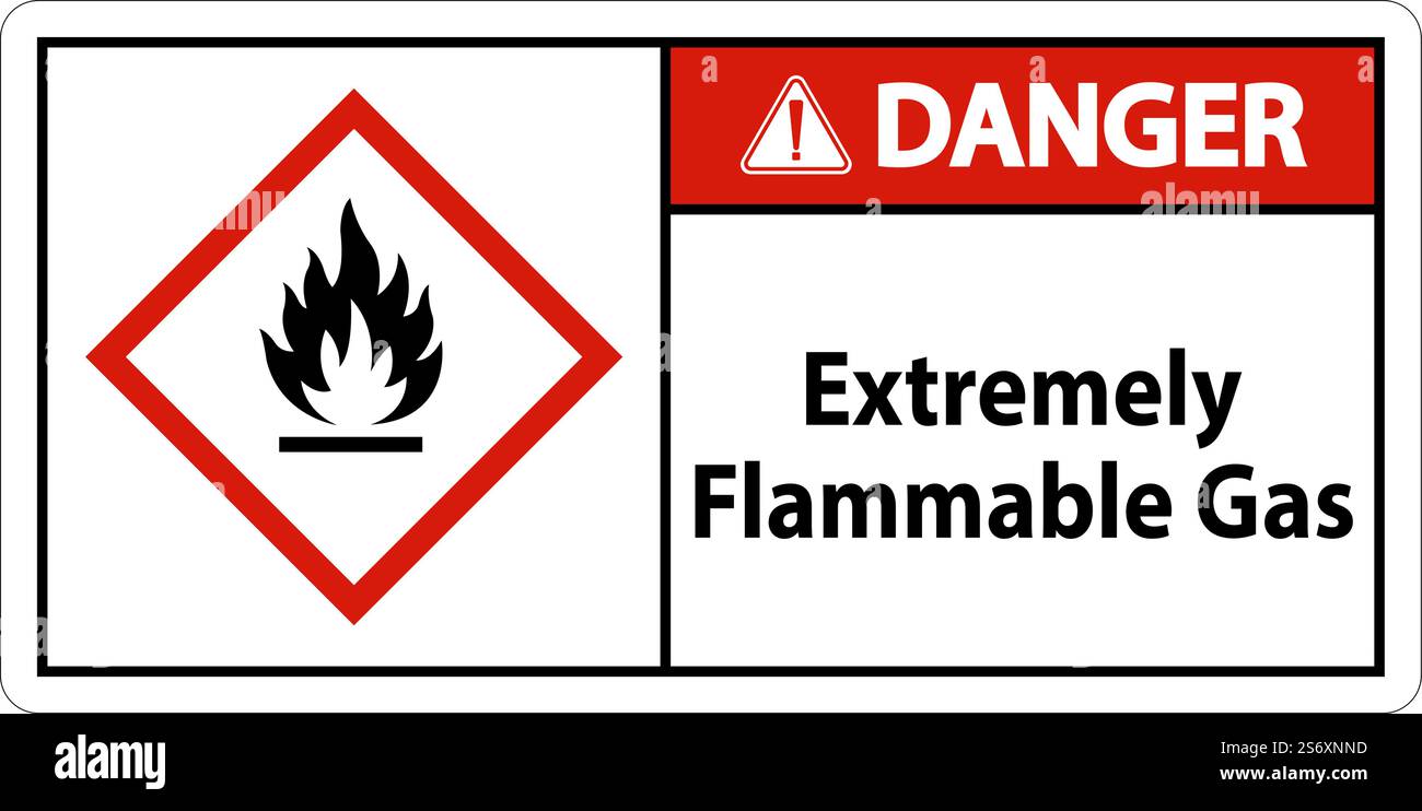 Danger Extremely Flammable Gas GHS Sign On White Background Stock ...