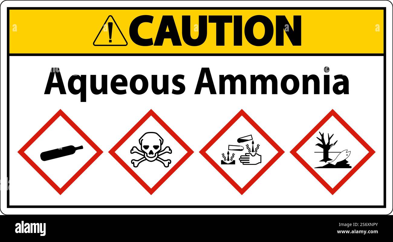 Caution Aqueous Ammonia GHS Sign On White Background Stock Vector Image ...