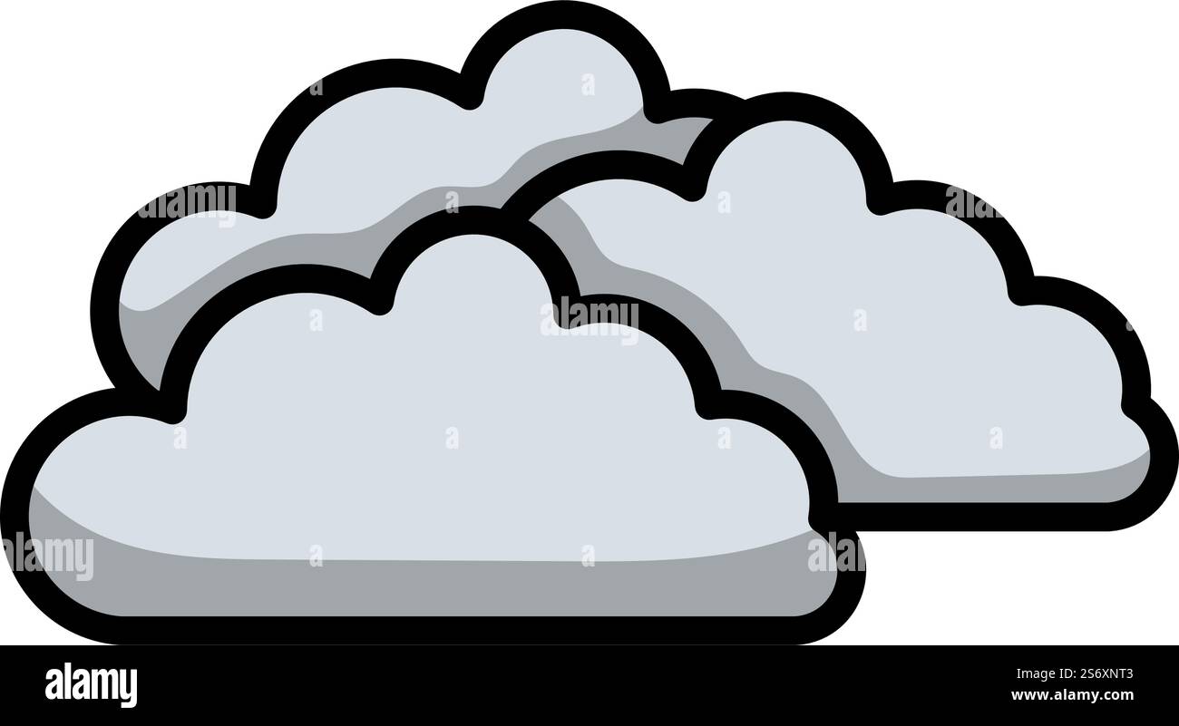 Cloudy Icon. Editable Bold Outline With Color Fill Design. Vector ...