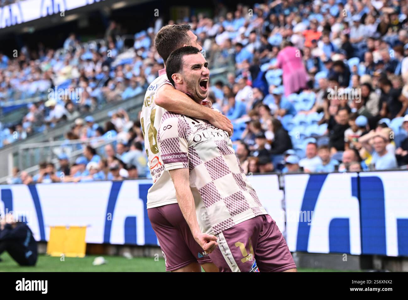Sydney, Australia. 18th Jan, 2025. Henry Hore of the Roar celebrates ...