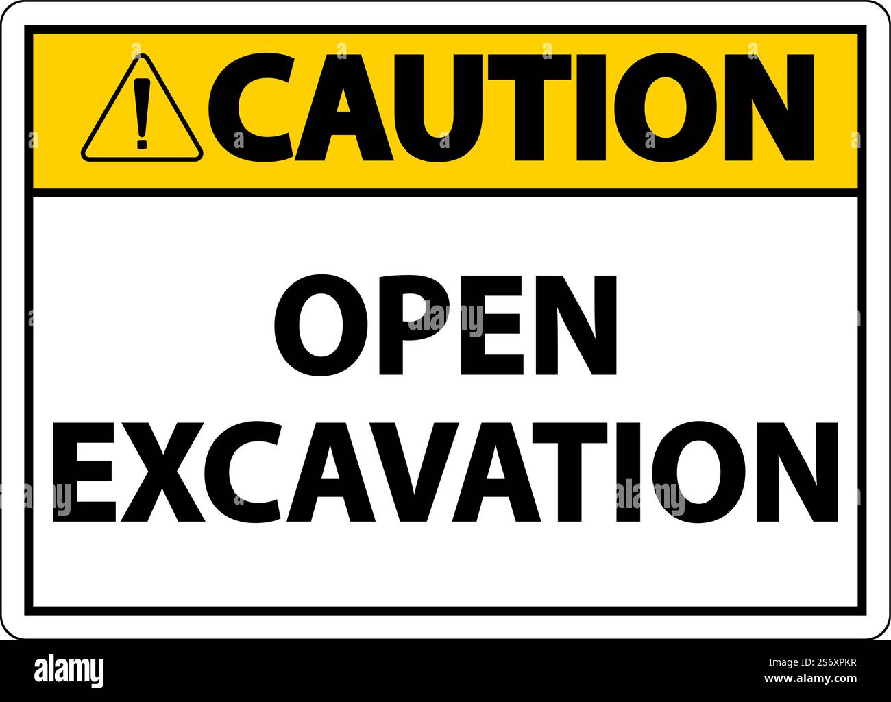 Caution Open Excavation Sign On White Background Stock Vector Image ...