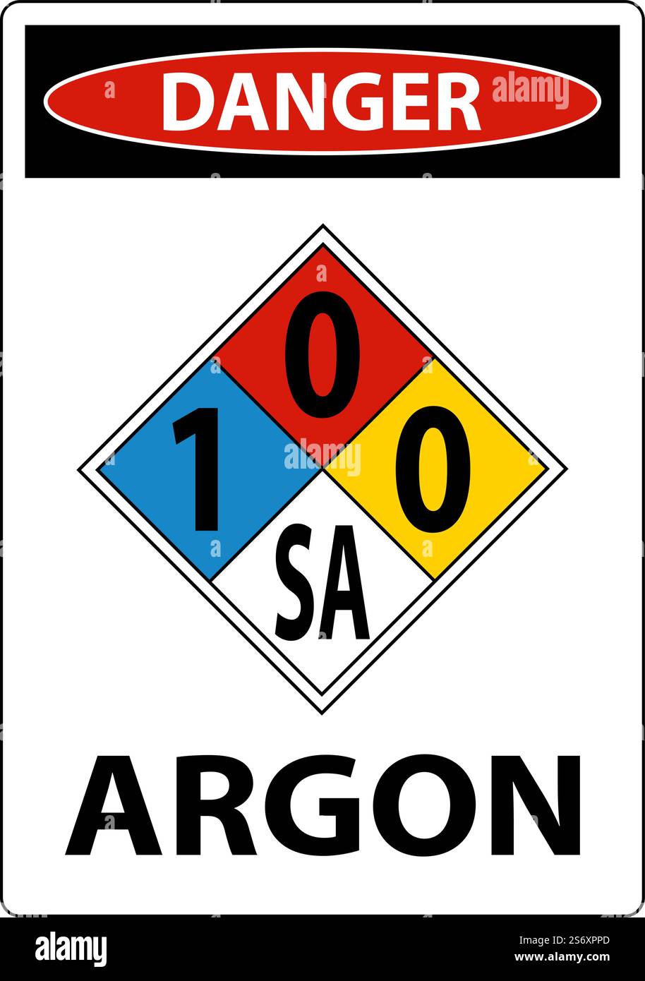 NFPA Danger Argon 1-0-0-SA Sign On White Background Stock Vector Image ...