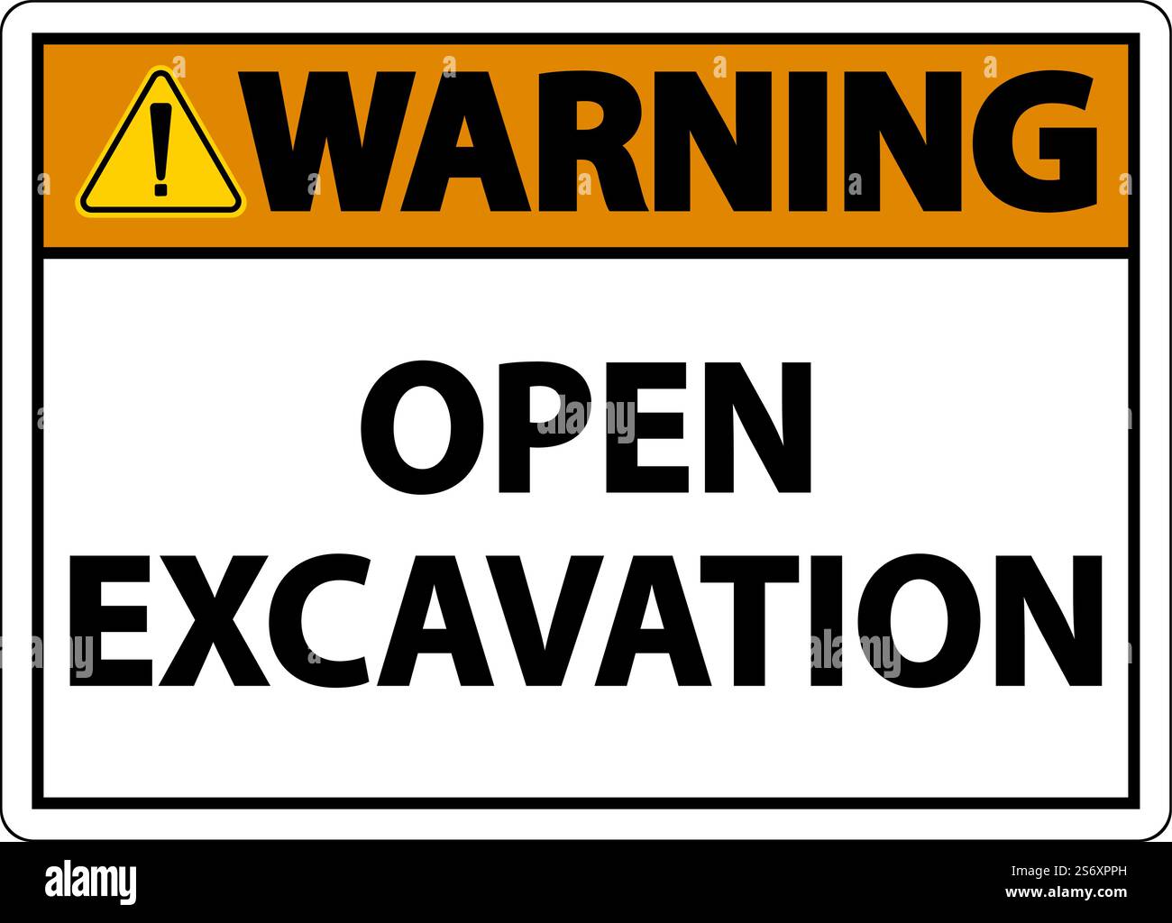 Warning Open Excavation Sign On White Background Stock Vector Image ...