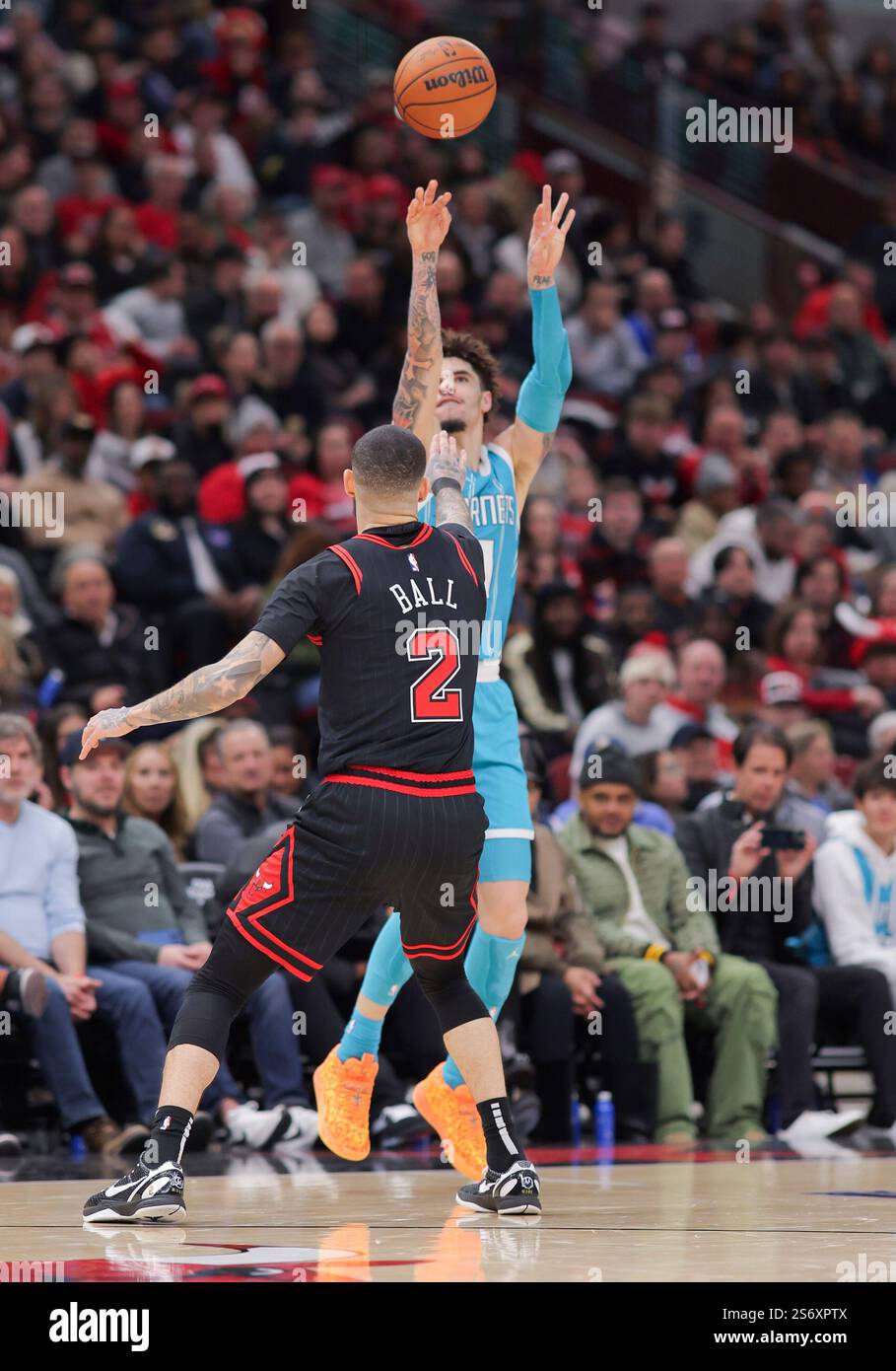 CHICAGO, IL - JANUARY 17: LaMelo Ball #1 of the Charlotte Hornets ...